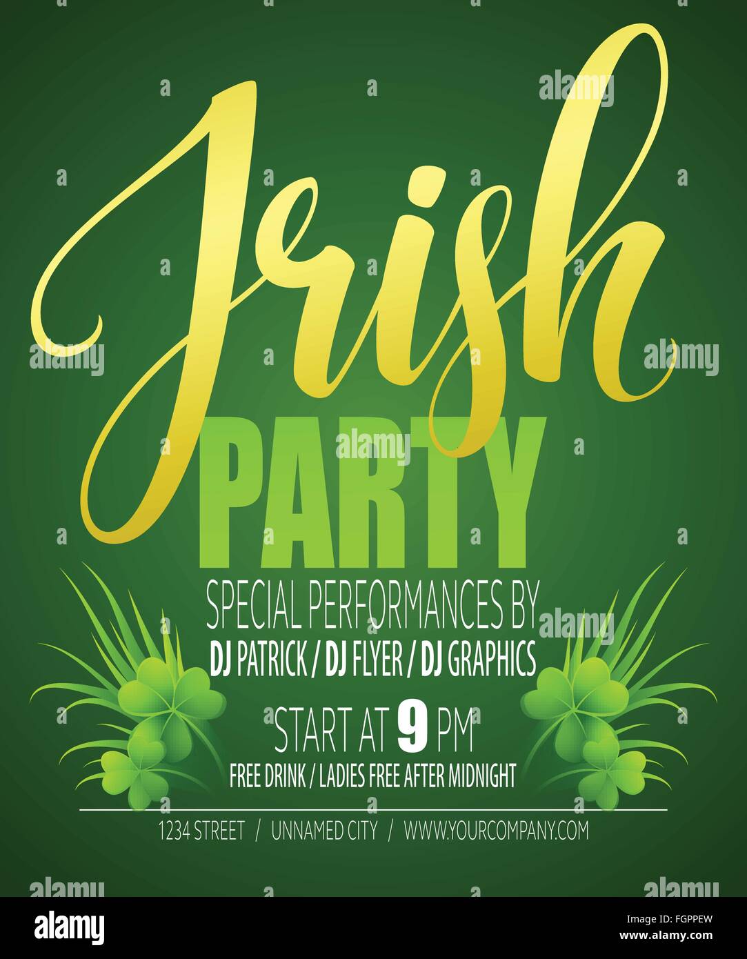 Irish Party Poster. St. Patricks Day. Vector illustration Stock Vector ...