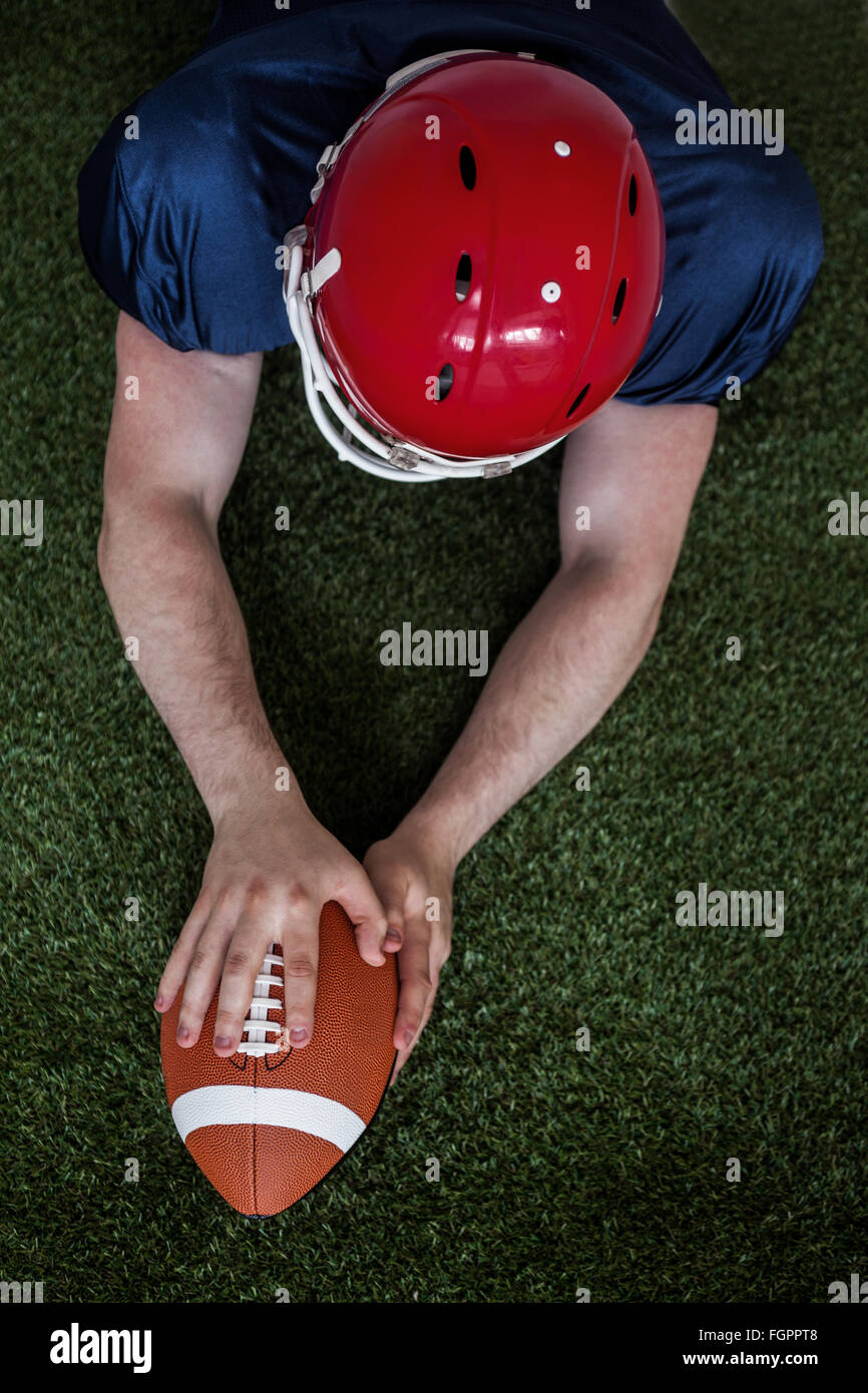 American football player scoring a touchdown Stock Photo - Alamy