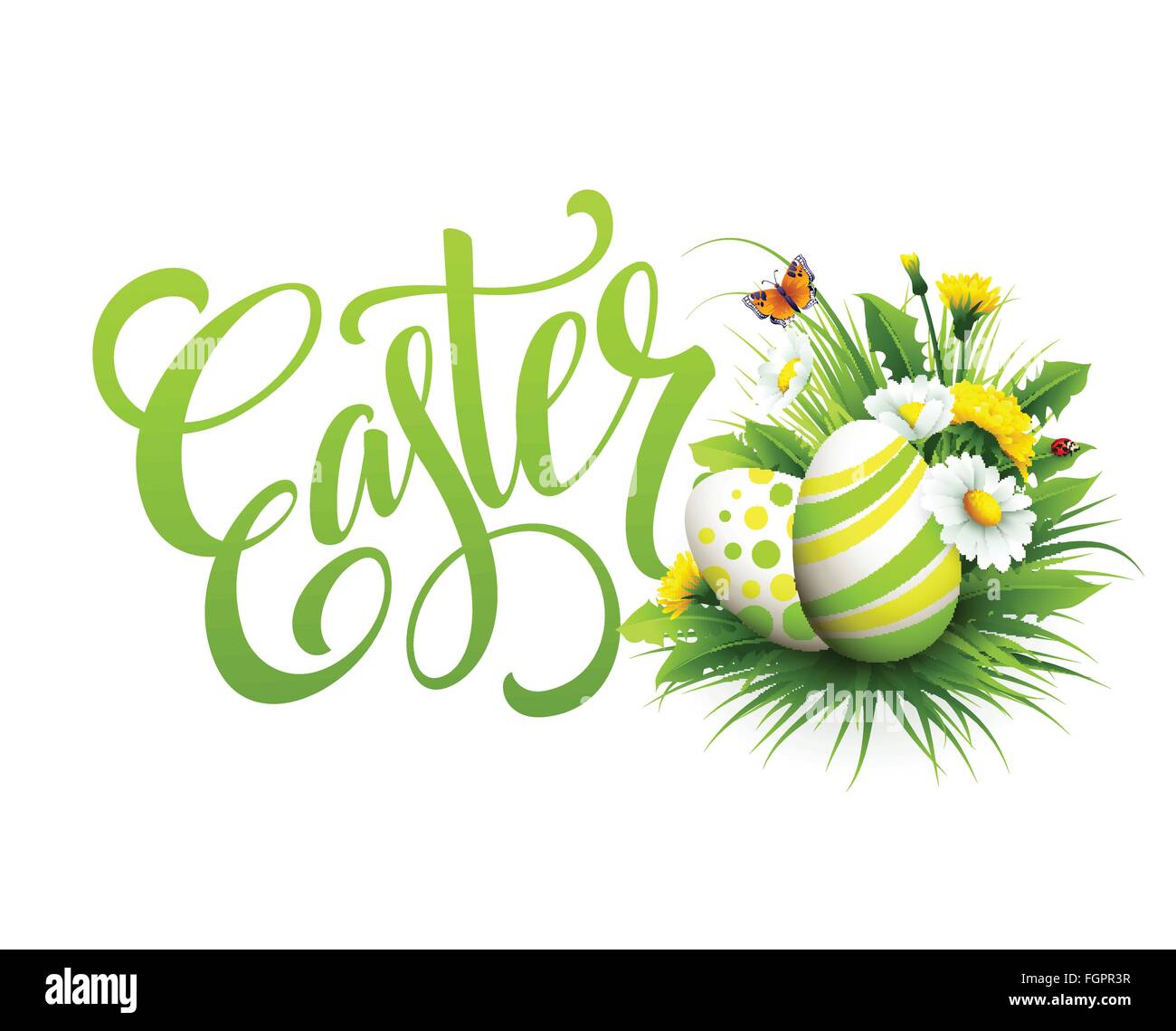 Easter greeting. Lettering Flower Egg. Vector illustration Stock Vector ...