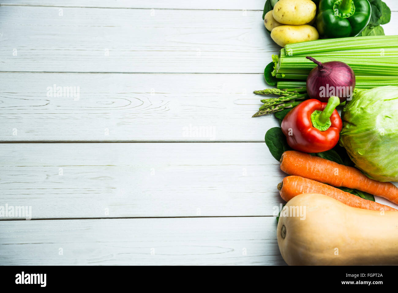 Line of vegetables on table Stock Photo - Alamy