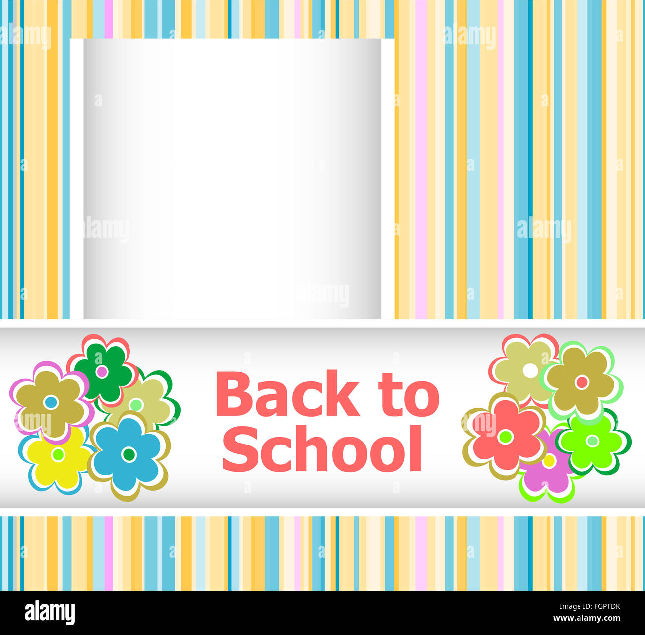 Back to school invitation card with flowers, education concept Stock ...