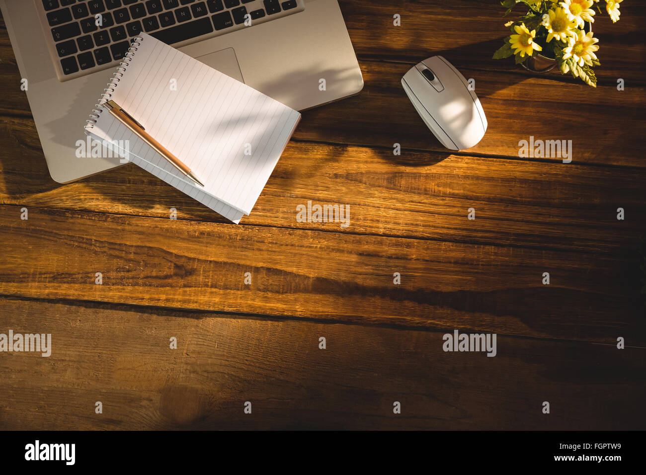 Overhead view of an desk Stock Photo - Alamy
