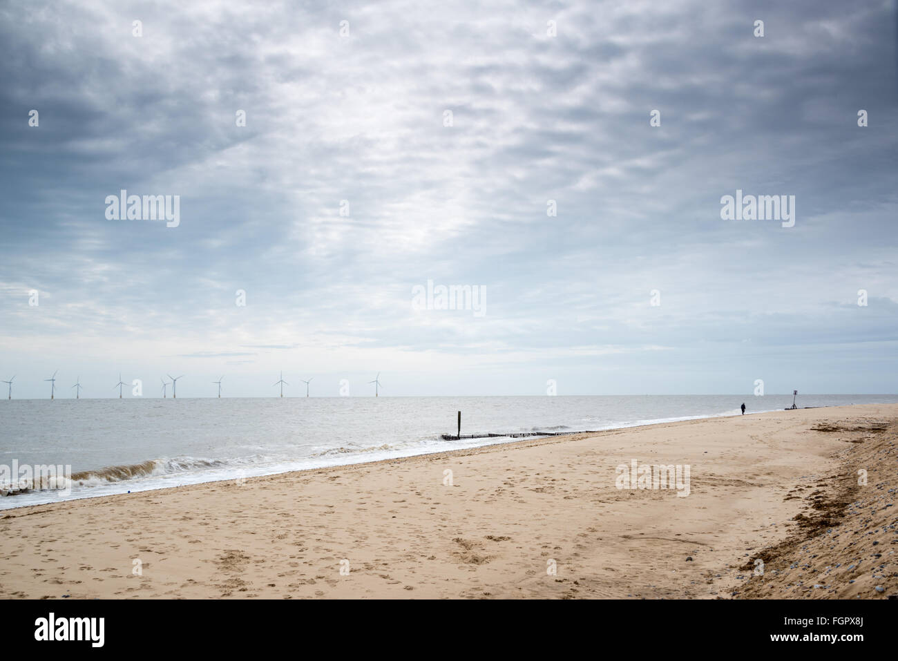 The beach and wind turbines at Hemsby, Norfolk, England, UK Stock Photo ...