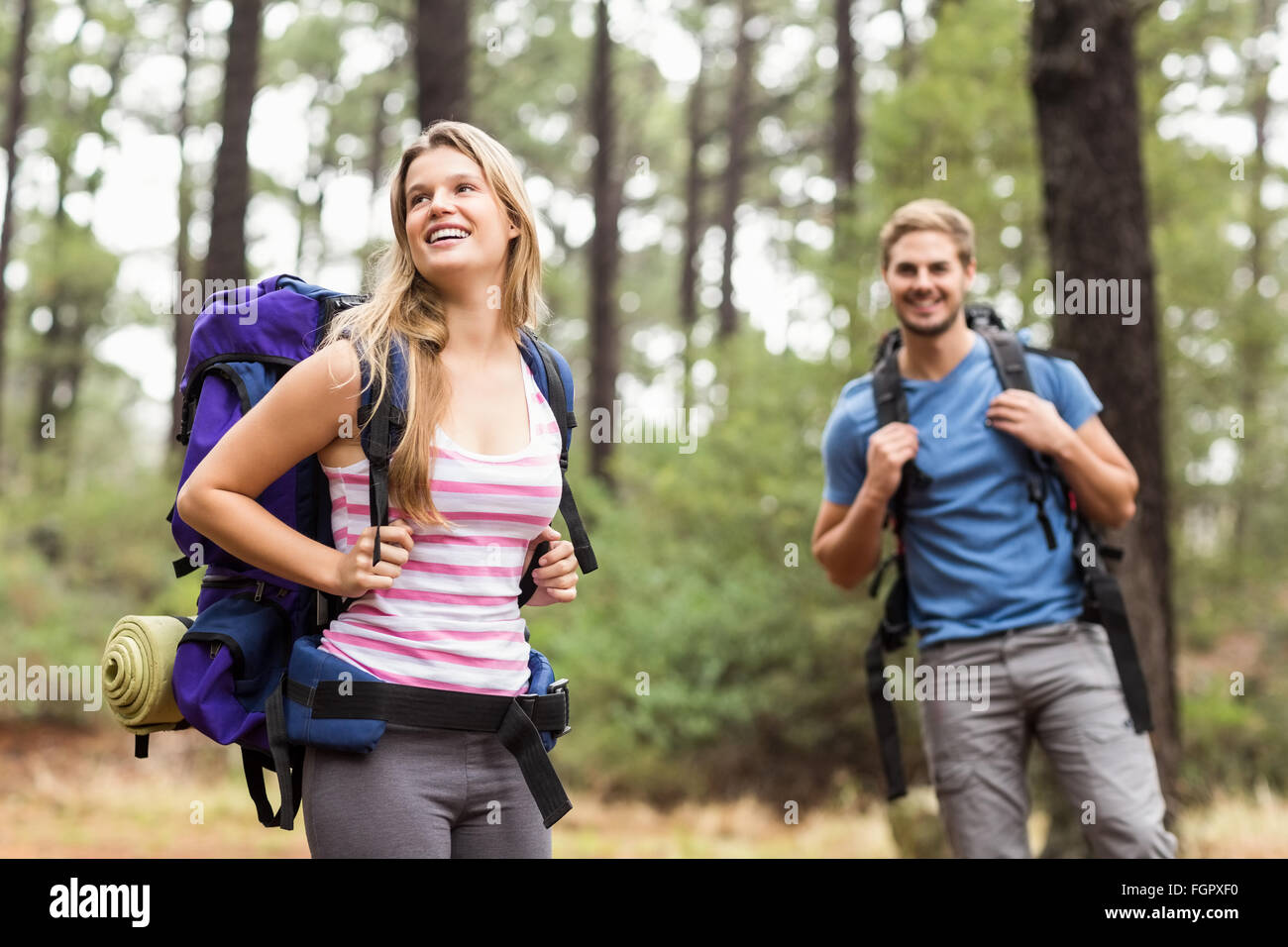 Young happy hiker couple Stock Photo - Alamy