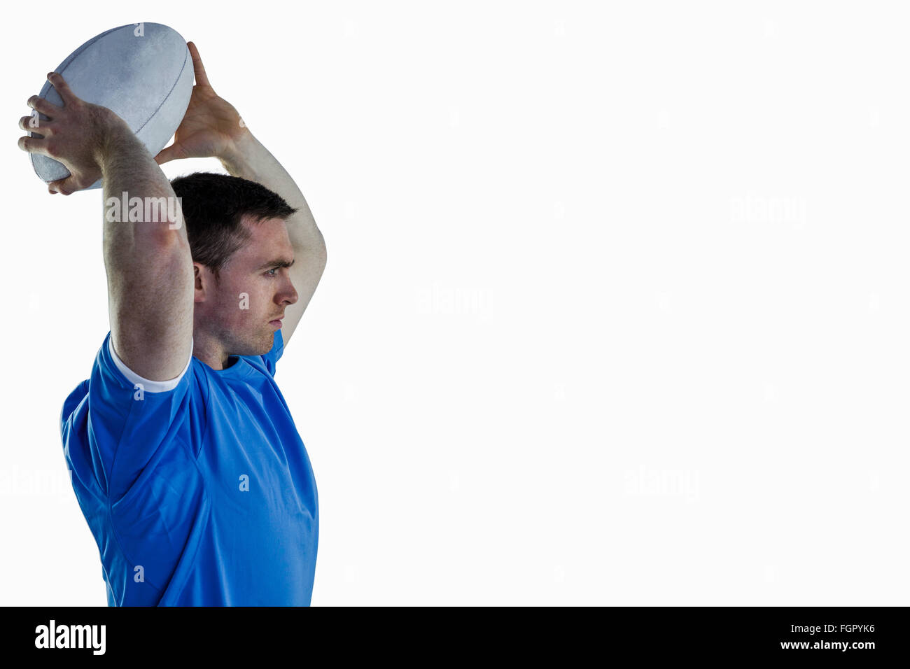 Rugby player about to throw a rugby ball Stock Photo - Alamy