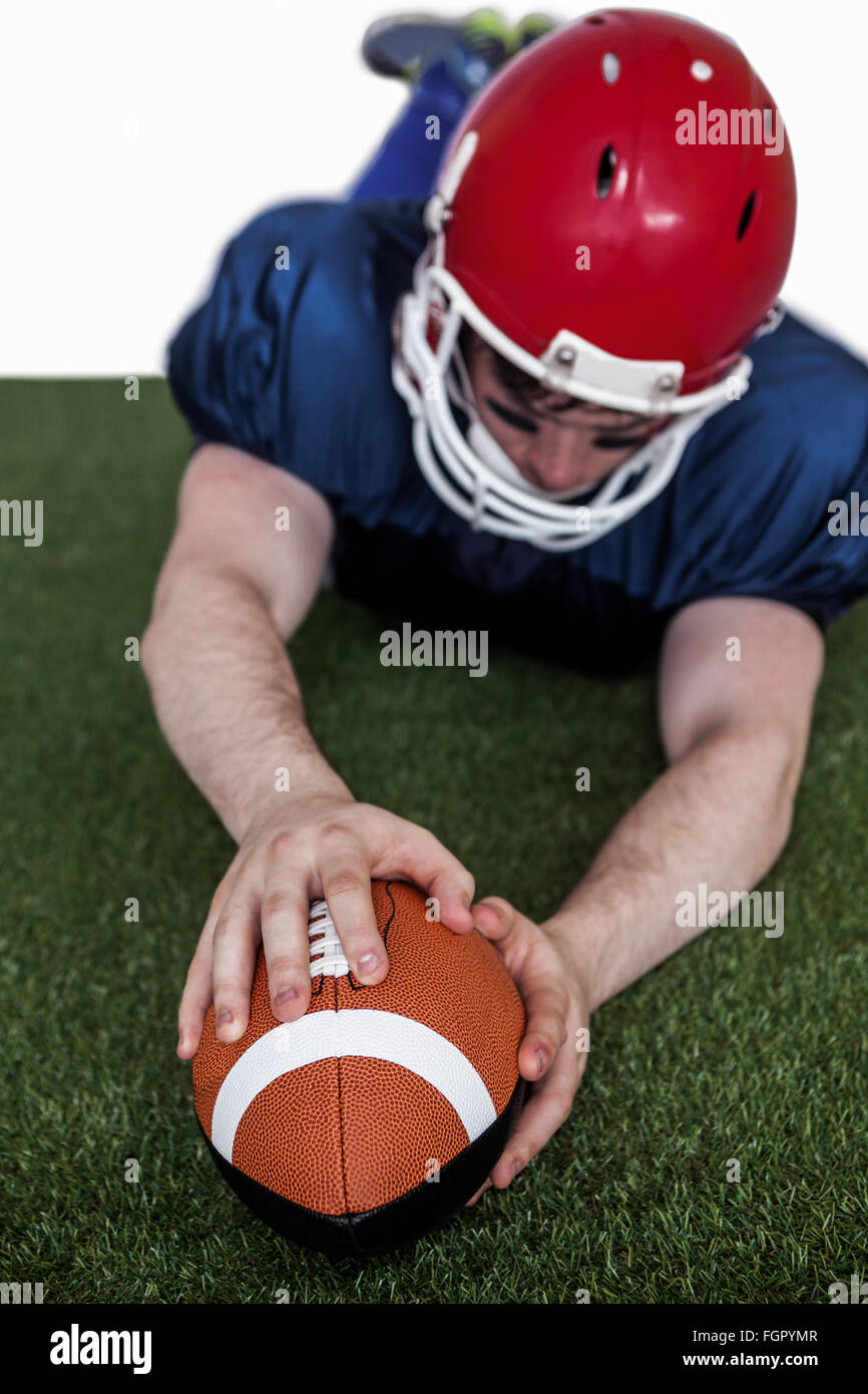 American football player scoring a touchdown Stock Photo - Alamy