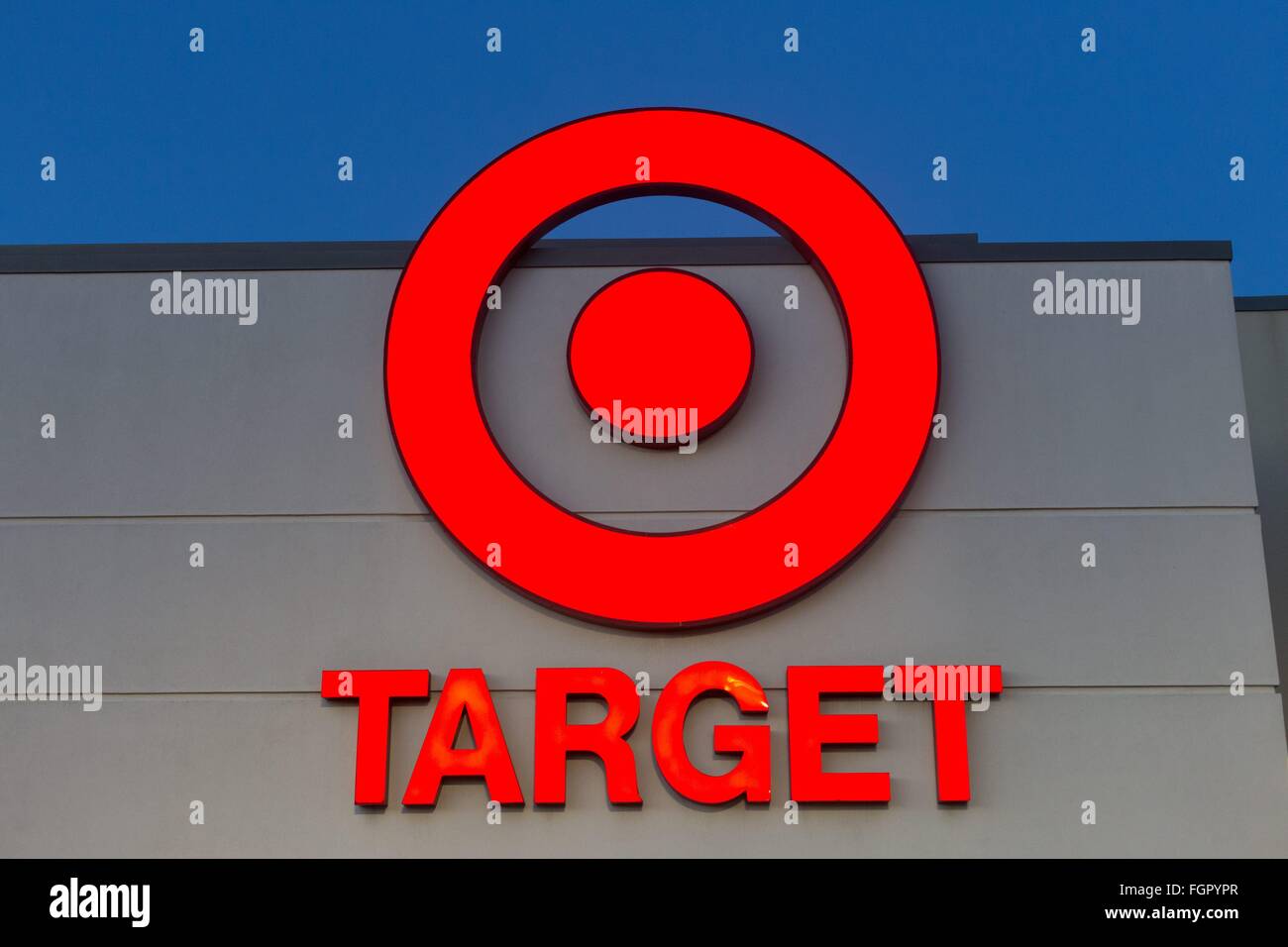 Corporate logo of Target at dawn in San Diego in January 2016 Stock ...
