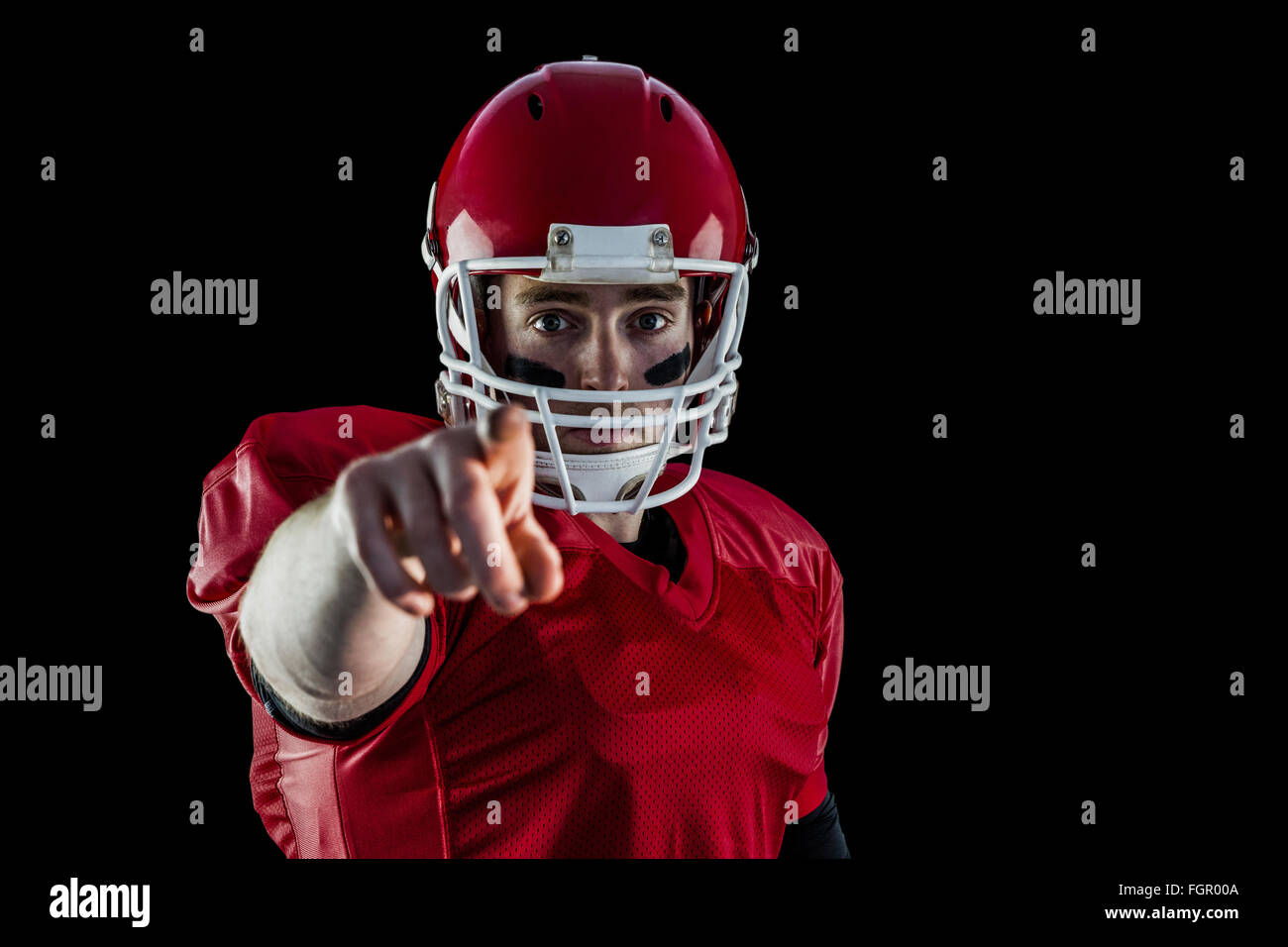 Portrait of american football player pointing to camera Stock Photo - Alamy