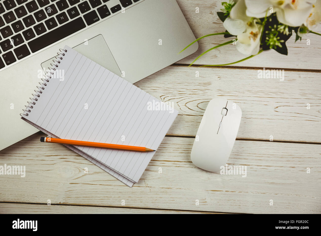 Overhead view of an desk Stock Photo - Alamy