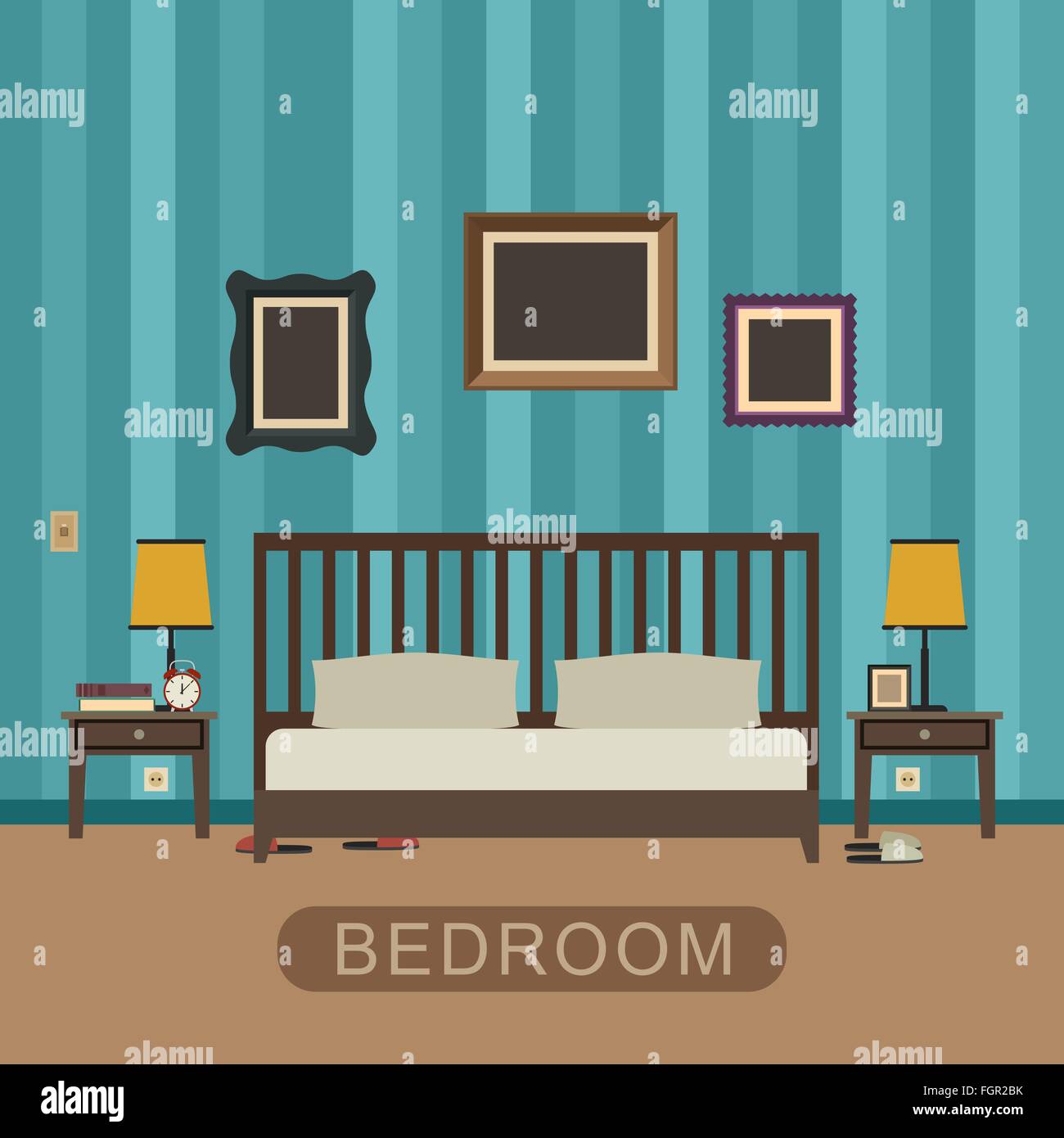 Modern hotel room blue Stock Vector Images - Alamy