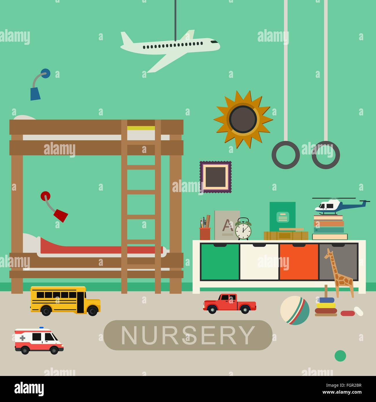 Nursery baby room interior Stock Vector Image & Art - Alamy