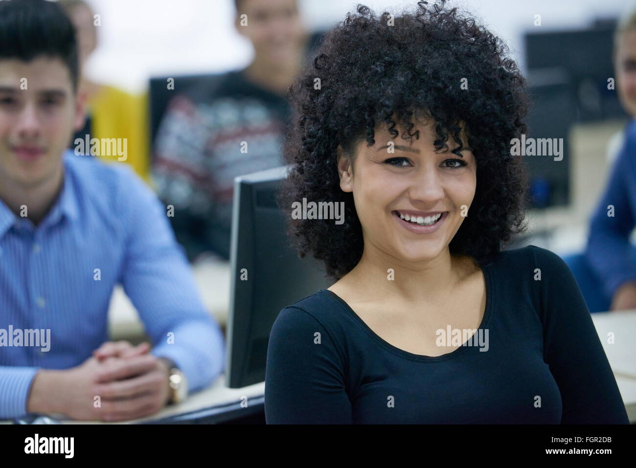 students group in computer lab classroom Stock Photo - Alamy