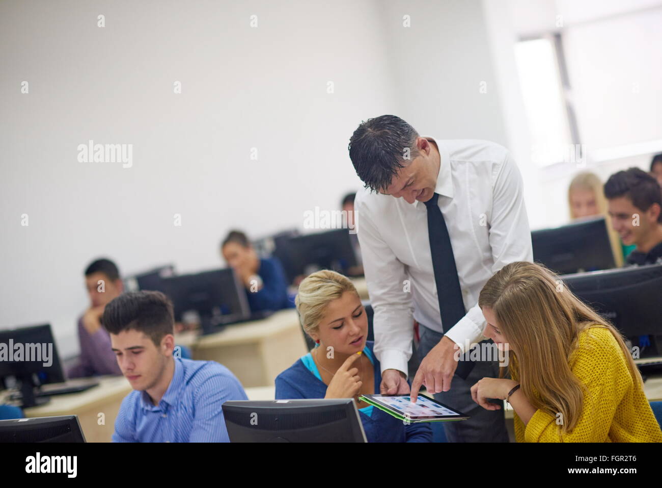 students with teacher in computer lab classrom Stock Photo - Alamy