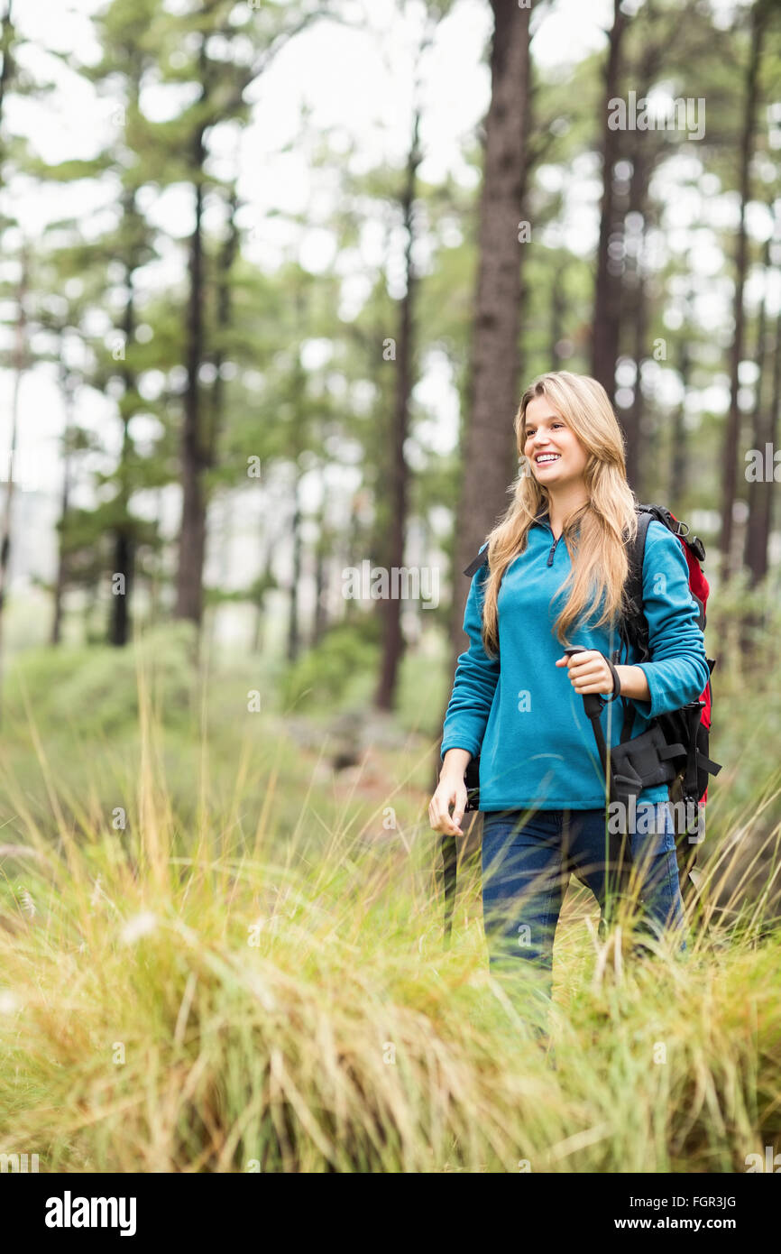 Young pretty hiker looking away Stock Photo - Alamy