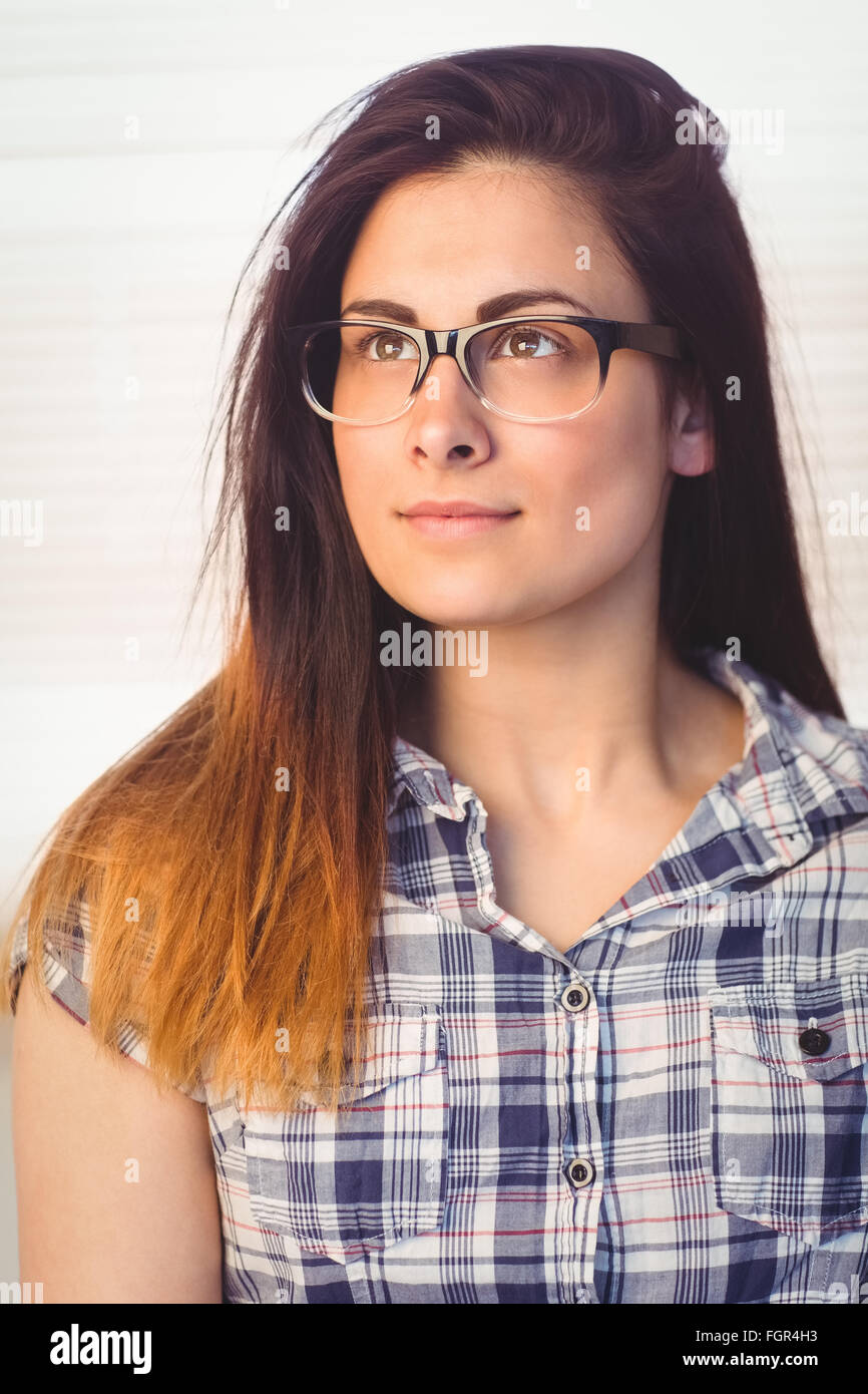 Pretty hipster looking away Stock Photo - Alamy