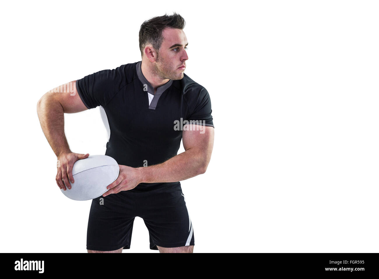 Rugby player throwing the ball Stock Photo - Alamy