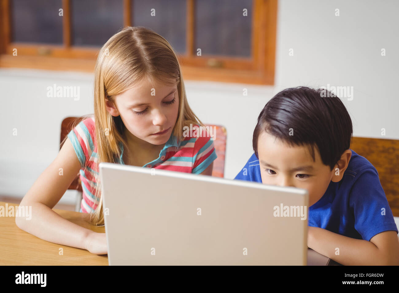 Cute pupils in class using laptop Stock Photo - Alamy