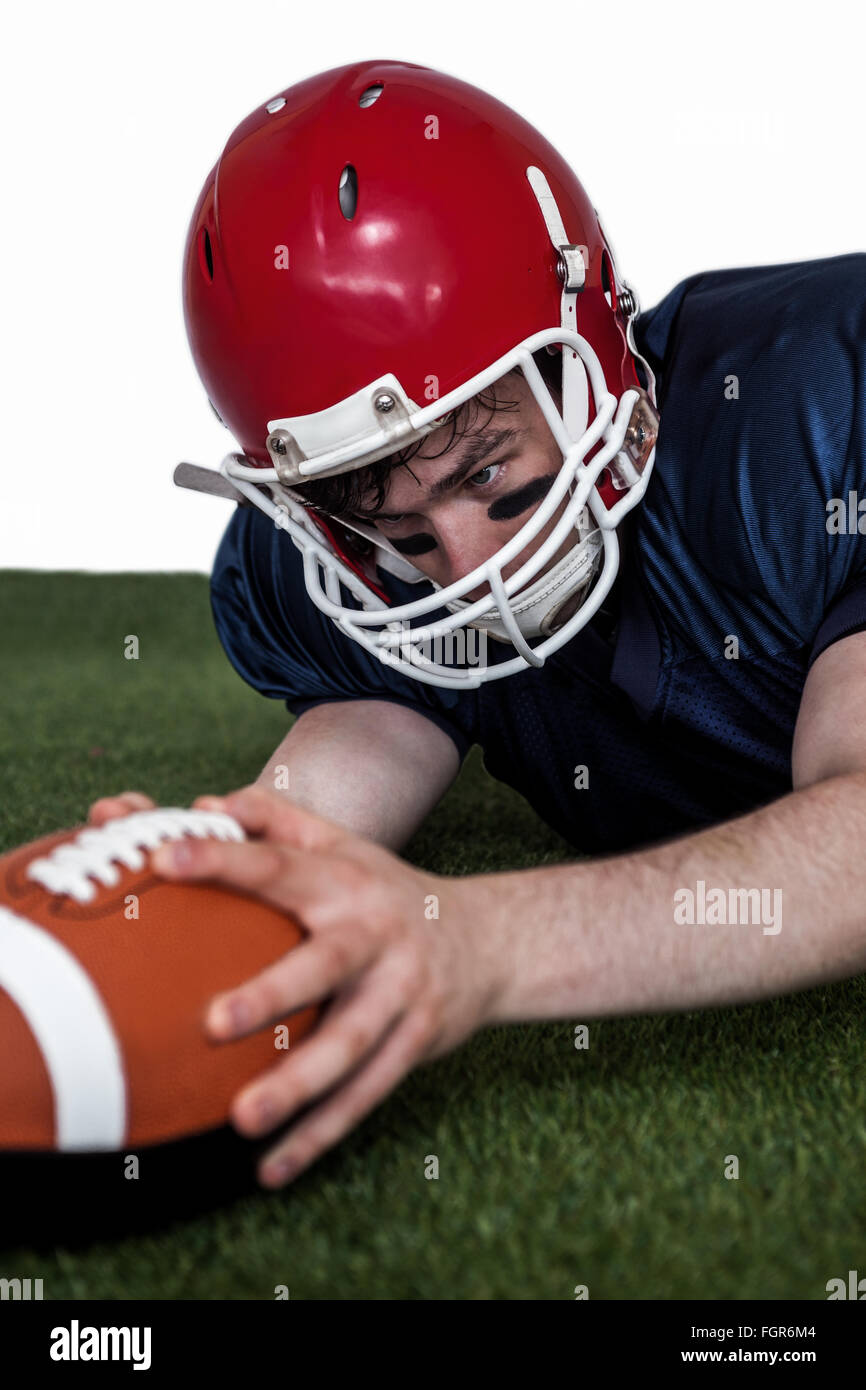 American football player scoring a touchdown Stock Photo - Alamy