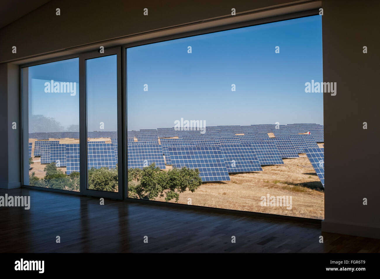 Modern sun energy farm solar panels, for eco and nature renewable ...