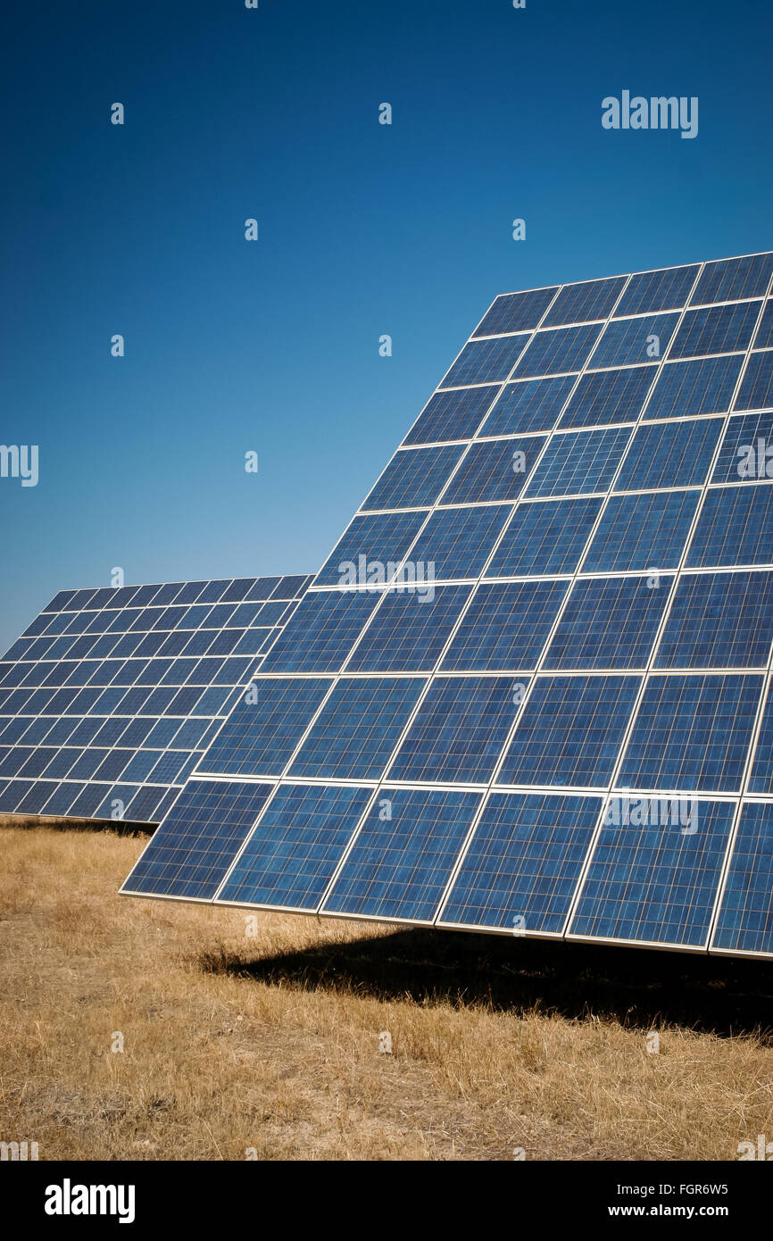 Modern sun energy farm solar panels, for eco and nature renewable ...