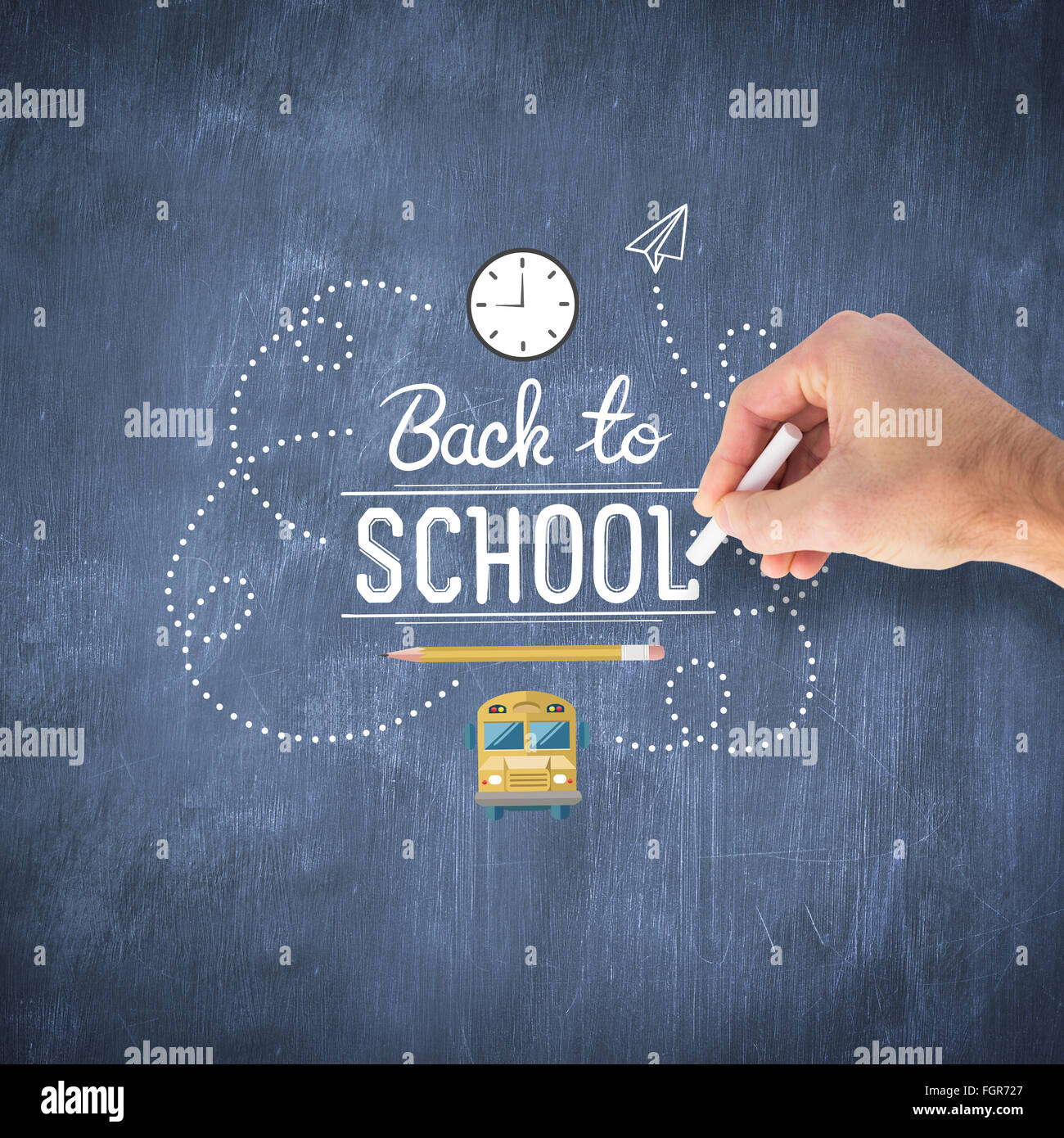 Composite image of hand writing with a white chalk Stock Photo - Alamy
