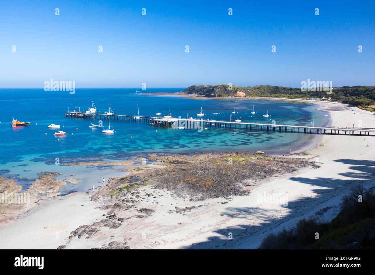 Flinders back beach and pier on a hot summer's evening in the ...