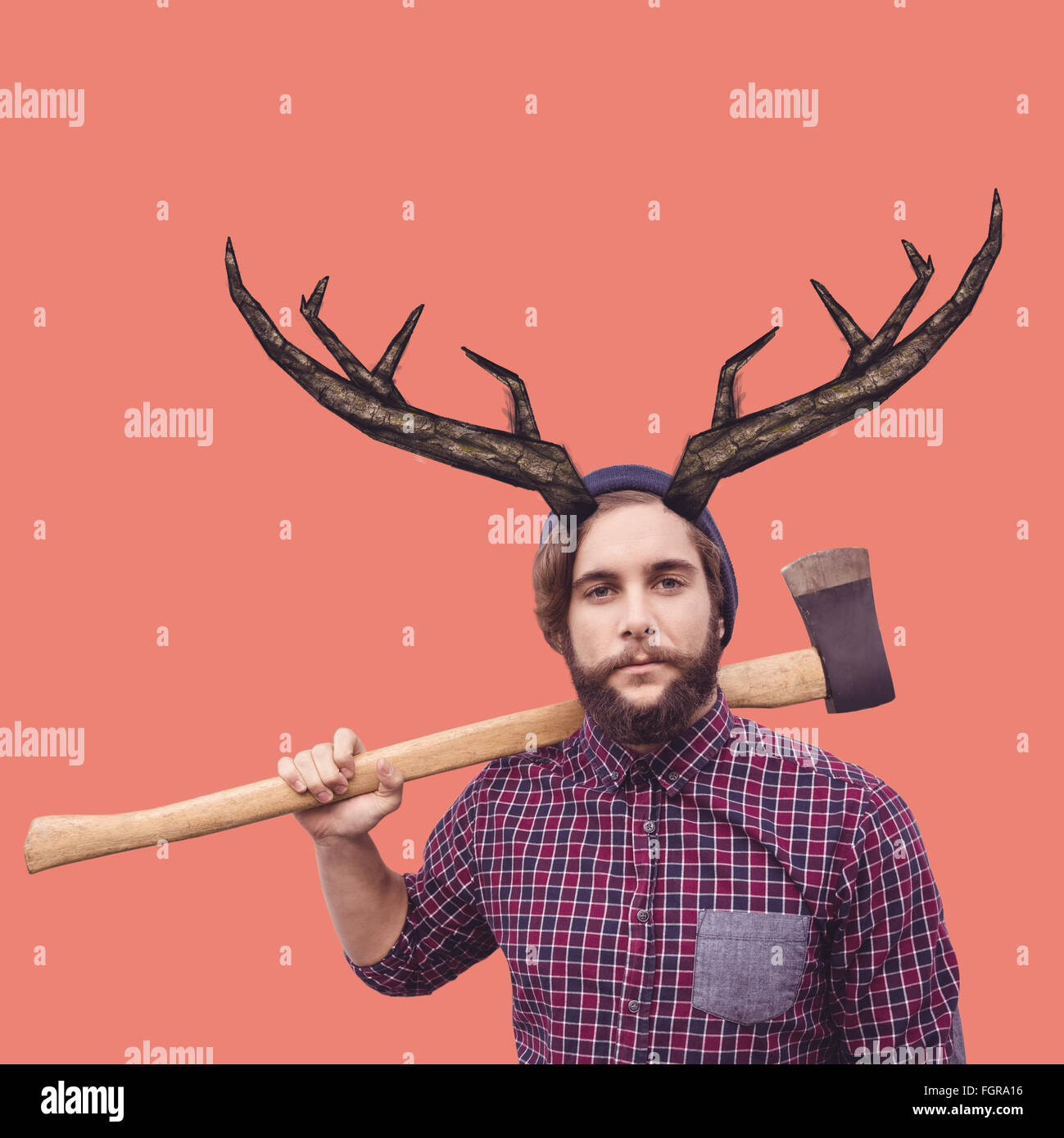 Hipster holding axe on shoulder hi-res stock photography and images - Alamy
