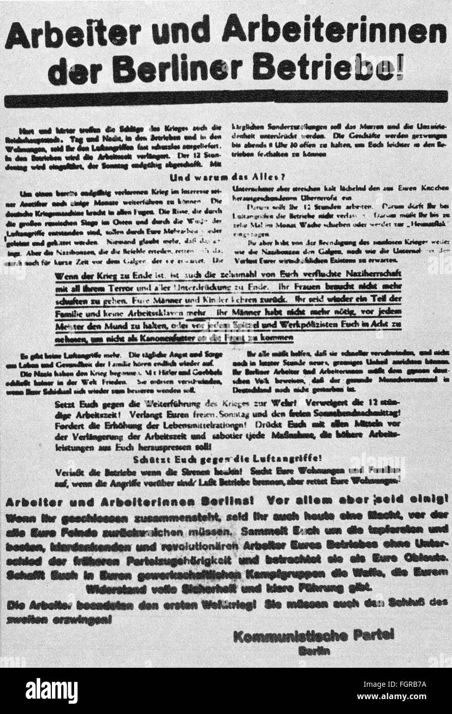 Nazism / National Socialism, resistance, proclamation of the Saefkow ...