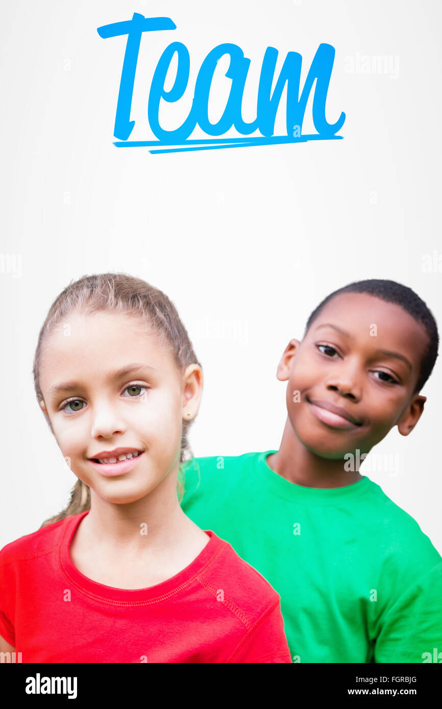 Team against white background with vignette Stock Photo - Alamy