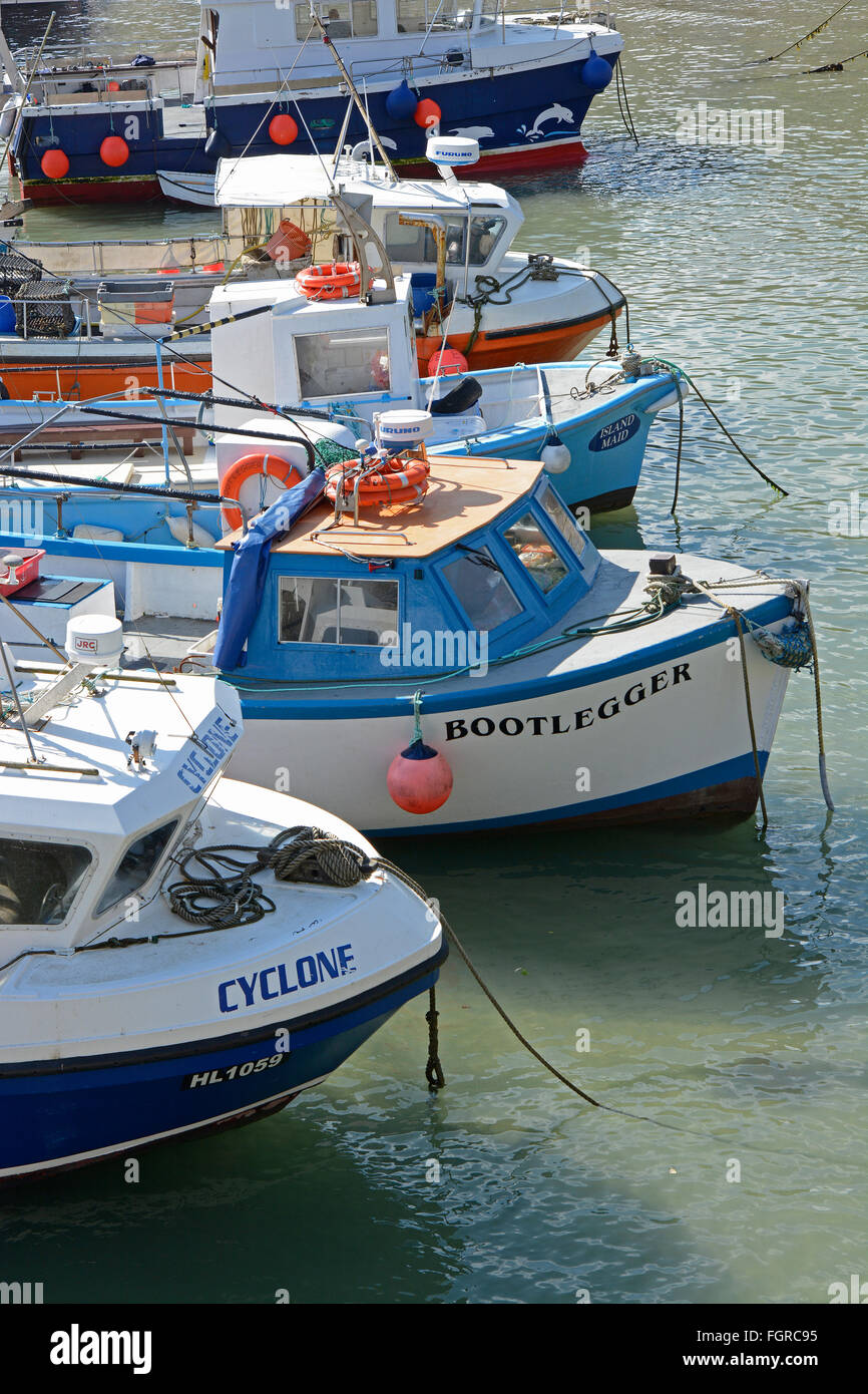 Fishing boats moored in Newquay harbour, Cornwall, England Stock Photo ...