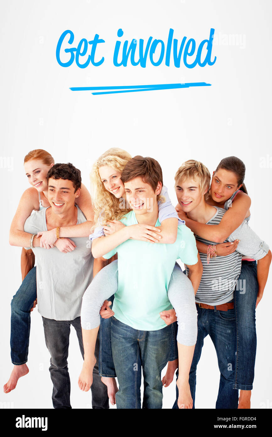 Get involved against white background with vignette Stock Photo - Alamy