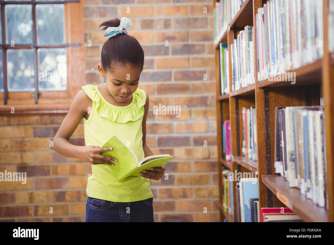 Student reading a book in a library Stock Photo - Alamy