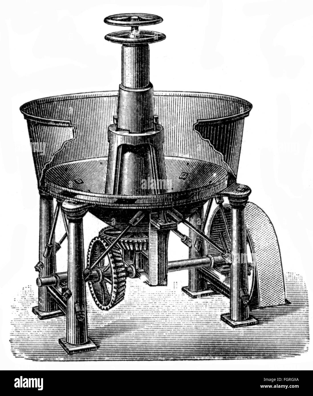 metal, silver, amalgamation pan, cross section, wood engraving, out of ...