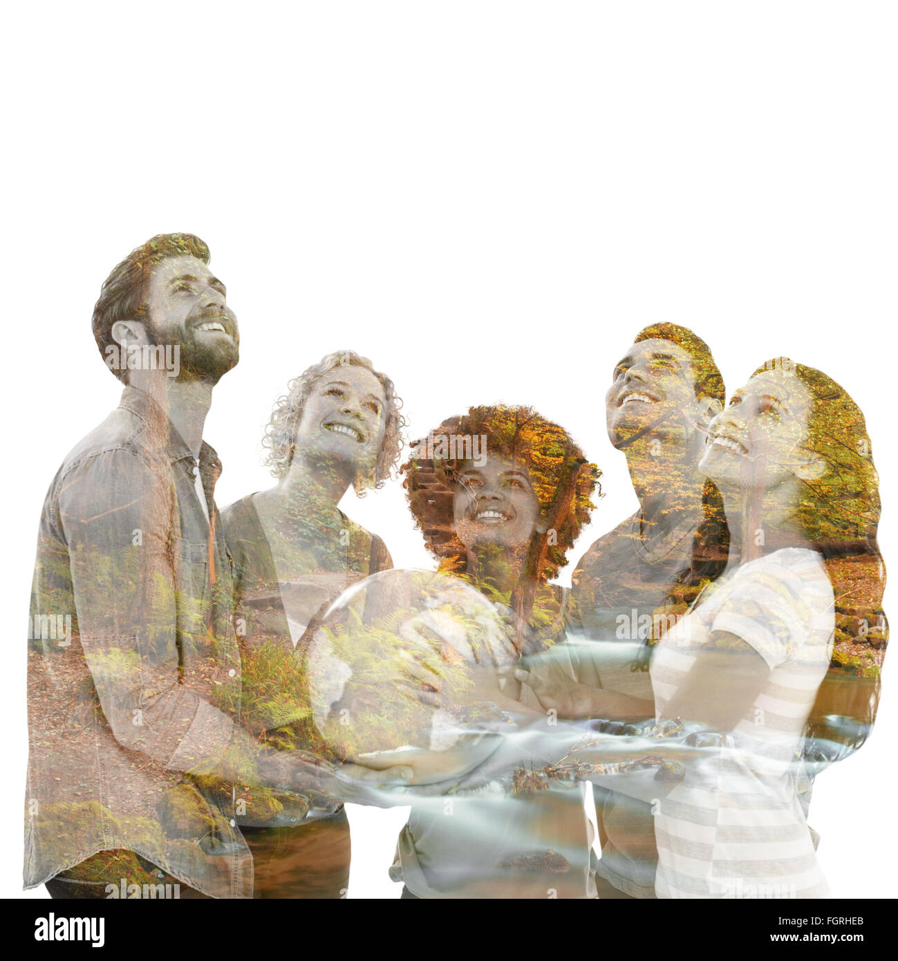 Composite image of young creative business people with a globe Stock ...