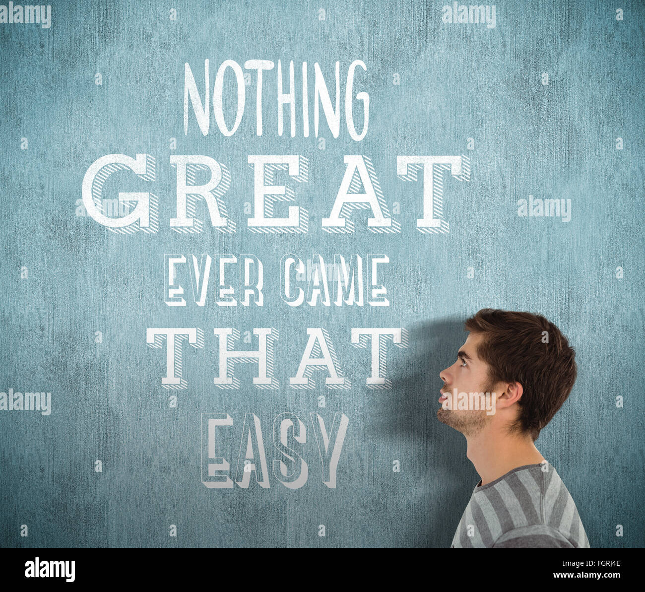 Composite image of side view of serious man looking up Stock Photo - Alamy