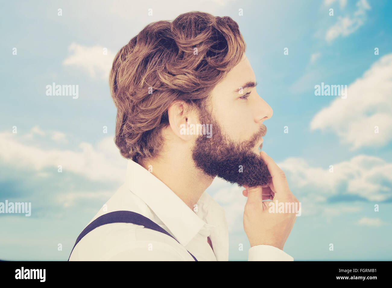 Touching his mustache hi-res stock photography and images - Alamy