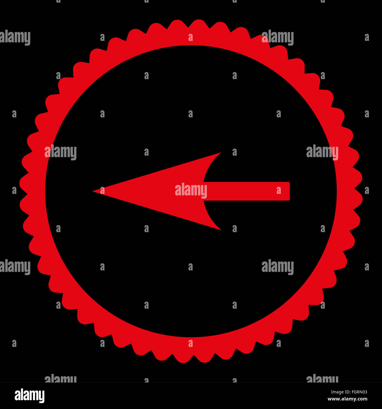 Sharp Left Arrow flat red color round stamp icon Stock Photo - Alamy