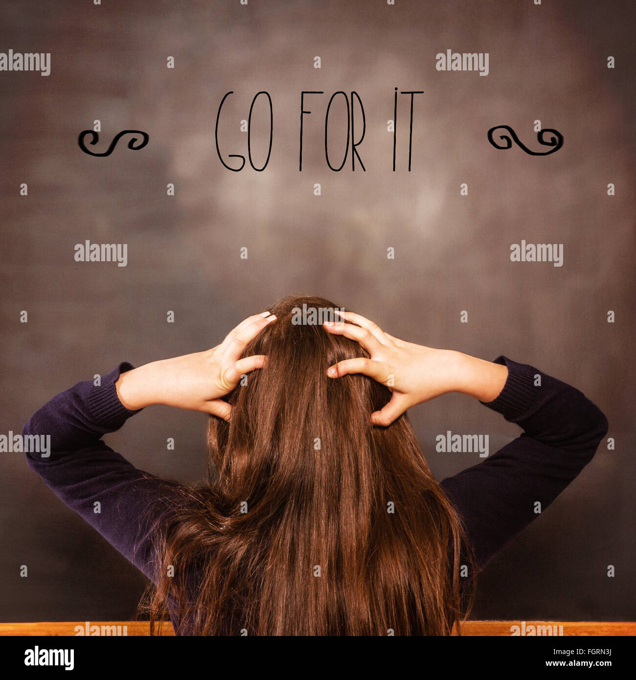 Confused girl blackboard hi-res stock photography and images - Alamy