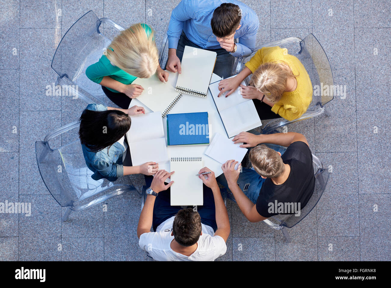 group of students top view Stock Photo - Alamy