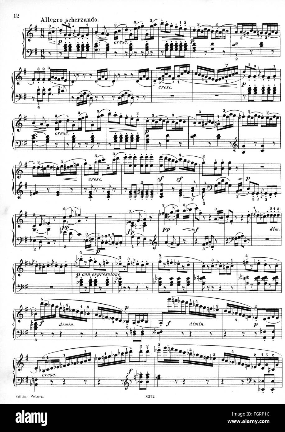 music, notation, sheet of music, composer unknown, Edition Peters ...