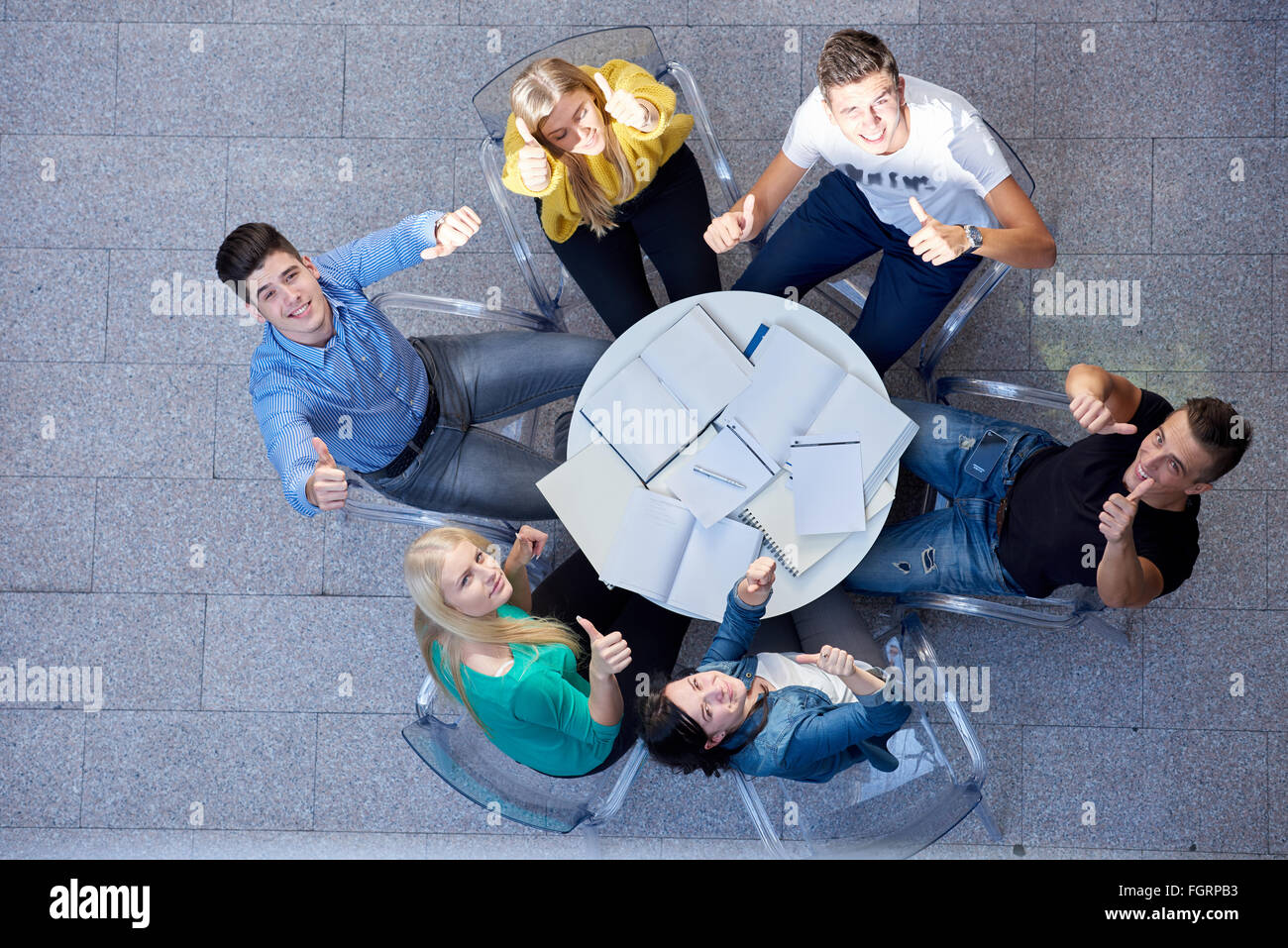group of students top view Stock Photo - Alamy