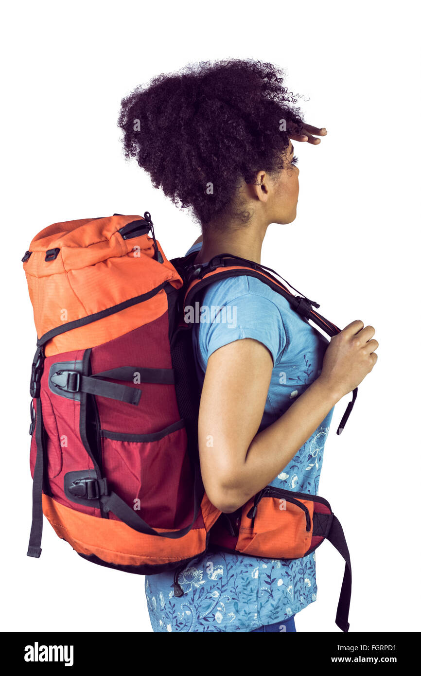 Young woman with backpack Stock Photo - Alamy