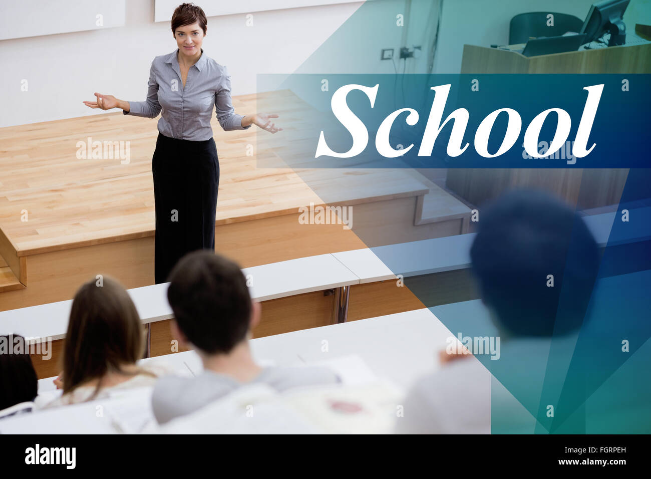 School against teacher standing talking to the students Stock Photo - Alamy