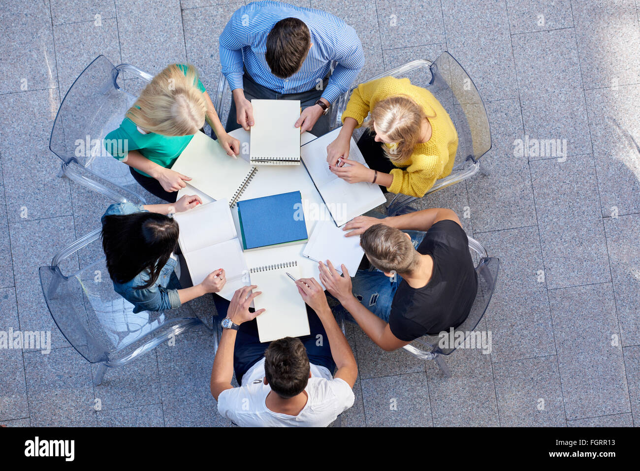 group of students top view Stock Photo - Alamy