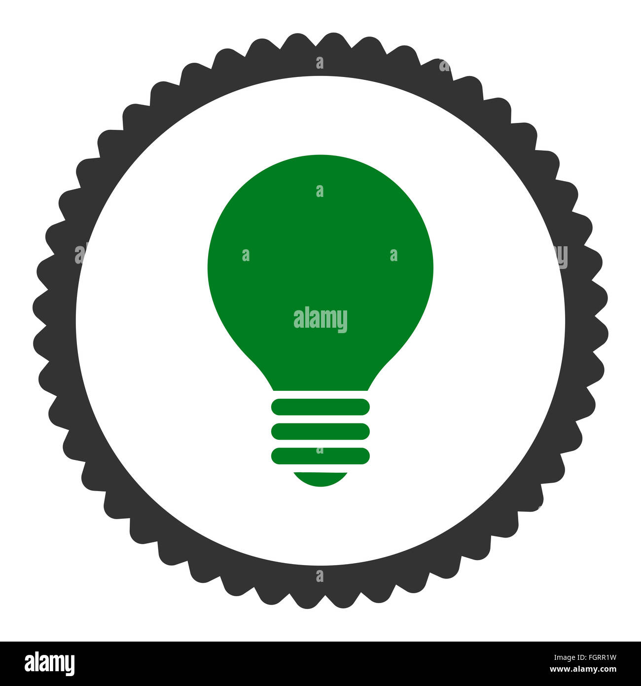 Electric Bulb flat green and gray colors round stamp icon Stock Photo ...