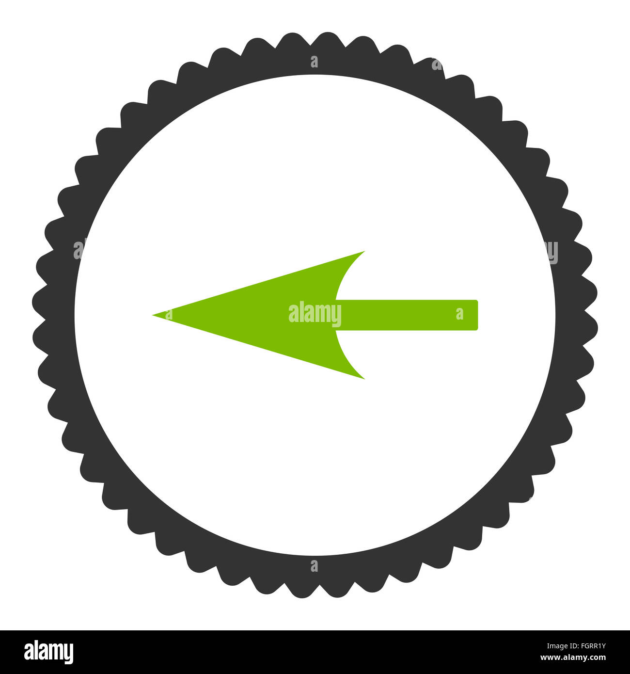 Sharp Left Arrow flat eco green and gray colors round stamp icon Stock ...