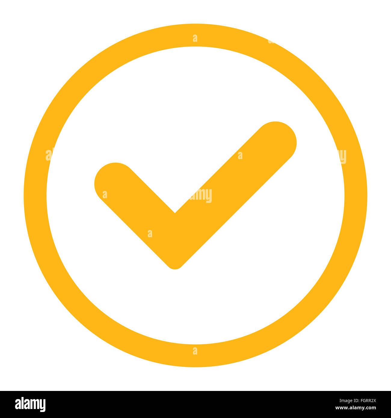 Yes flat yellow color rounded vector icon Stock Photo - Alamy
