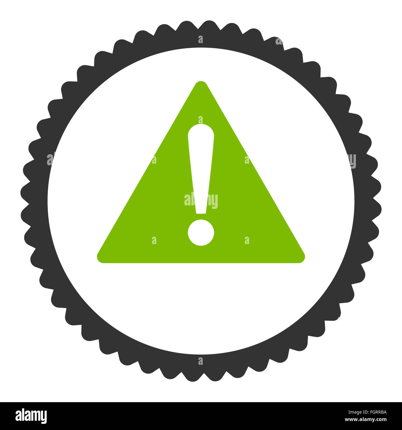 Warning flat eco green and gray colors round stamp icon Stock Photo - Alamy