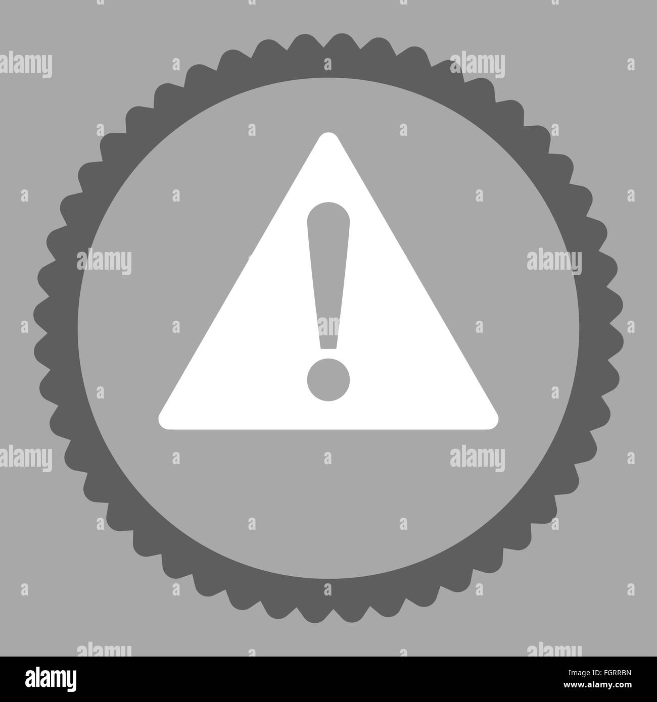 Warning flat dark gray and white colors round stamp icon Stock Photo ...