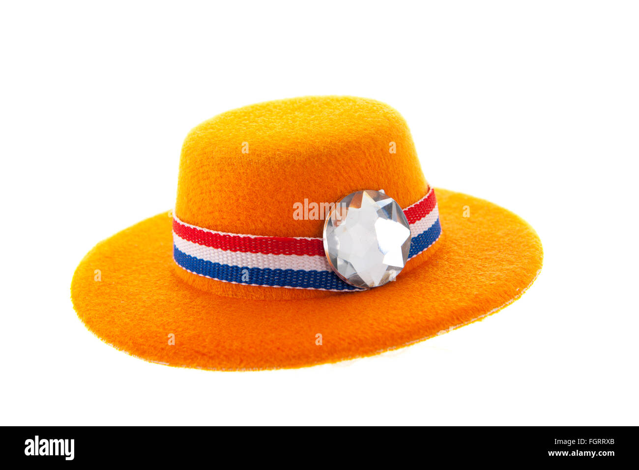Dutch orange hat with big diamond isolated over white background Stock ...